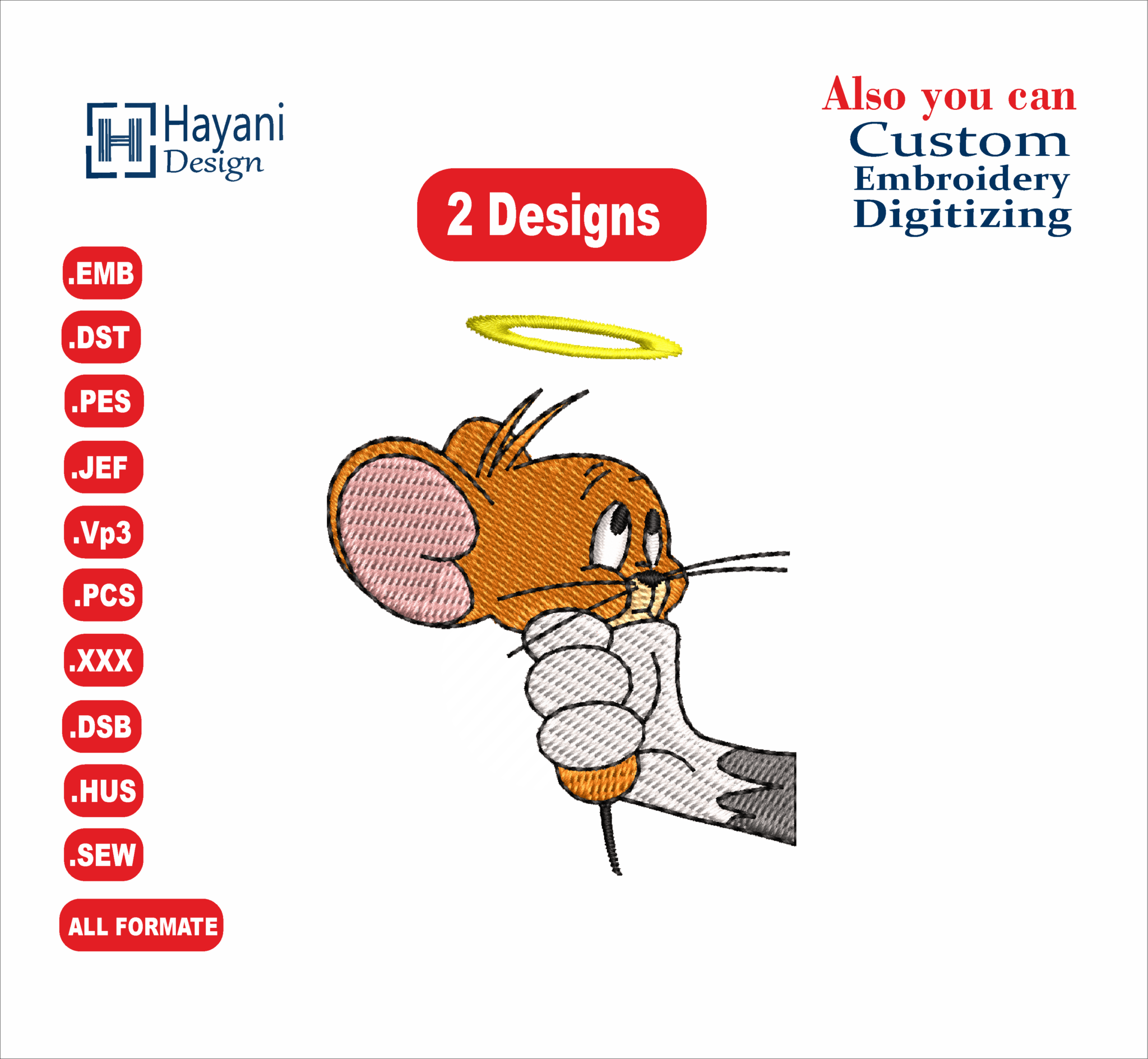 Tom and Jerry Embroidery Designs/2 Designs & 2 Size/Love Embroidery ...