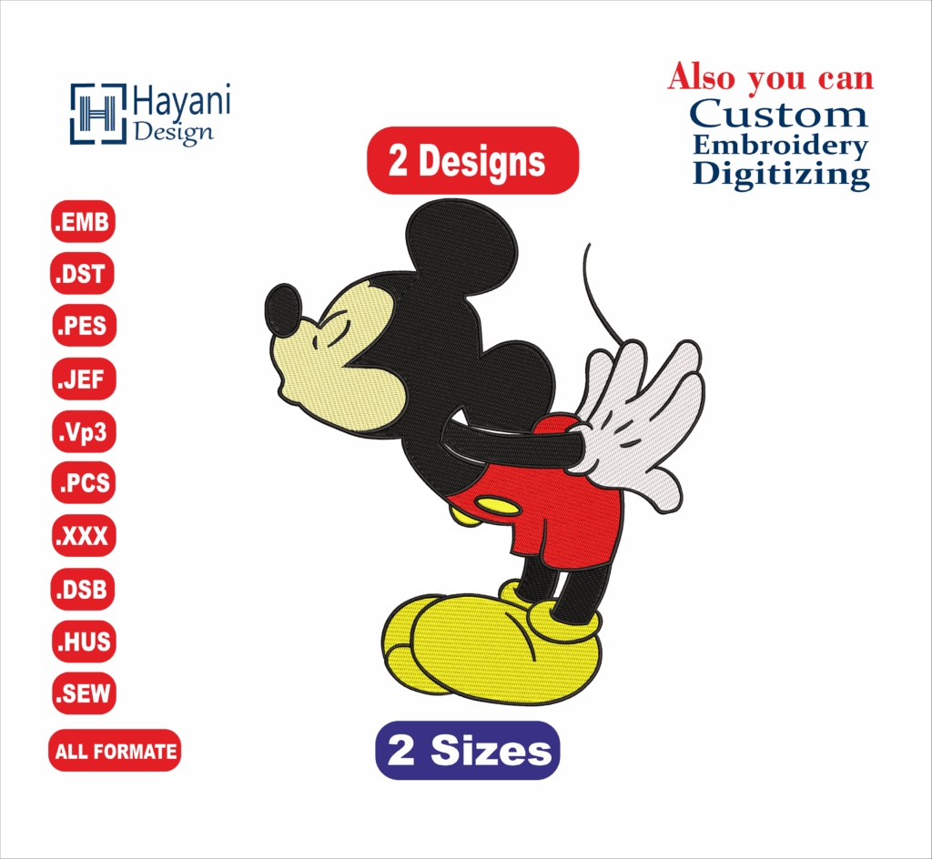 Mickey Mouse Embroidery Designs/6 Designs & 3 Size/ Mickey Mouse Girl ...