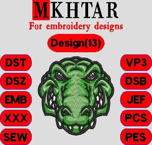 Crocodile design/Love Embroidery Designs/Files Instant Download