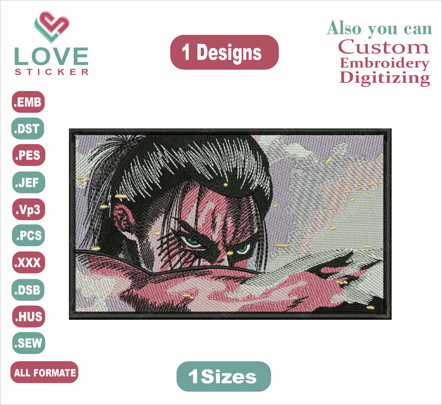 Anime Eren Cuadro Embroidery Designs