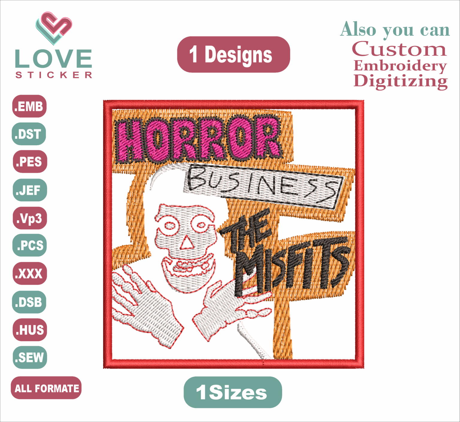 HORROR Embroidery Designs/1 Designs & 1 Size/ Machine Embroidery ...