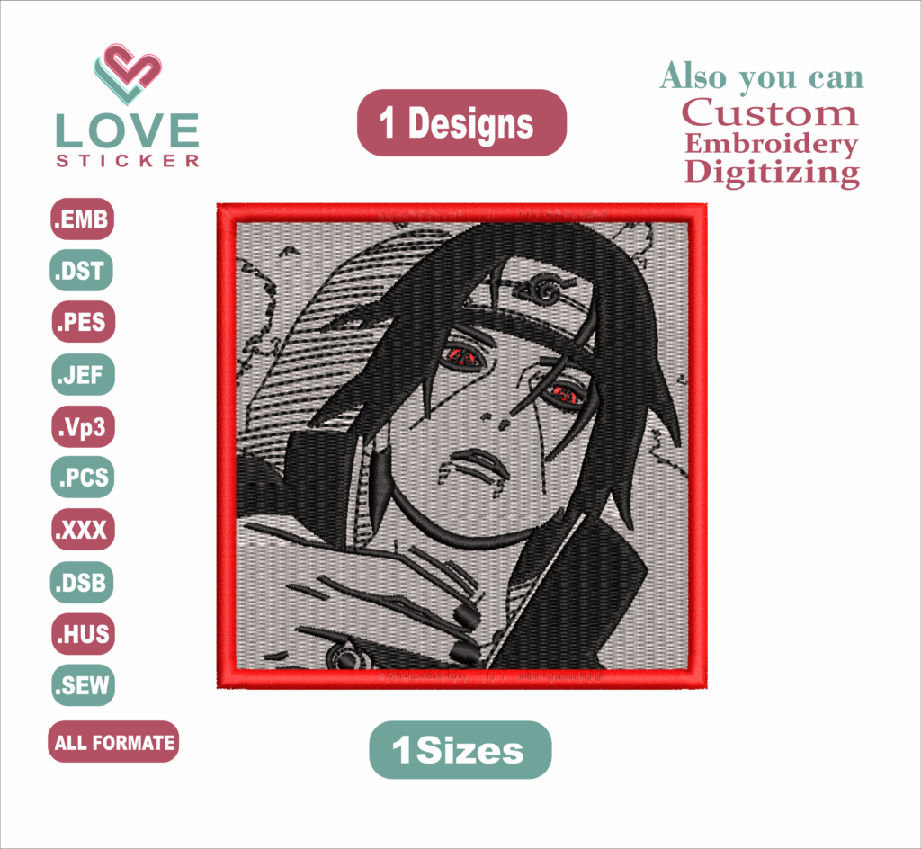 Anime ITACHI Embroidery Designs/1 Designs & 1 Size/ ITACHI Anime ITACHI ...