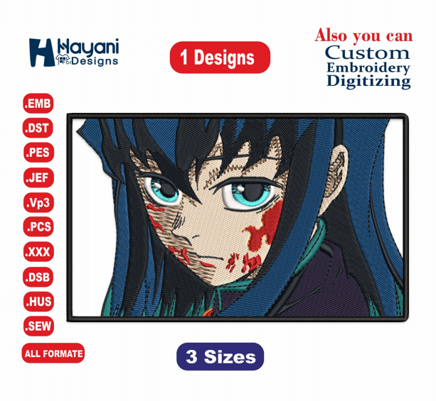 Muichiro Tokito Anime Embroidery Designs